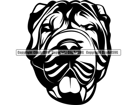 Shar Pei Dog Breed Head Happy Face Smile Paw Puppy Pup Pet | Etsy