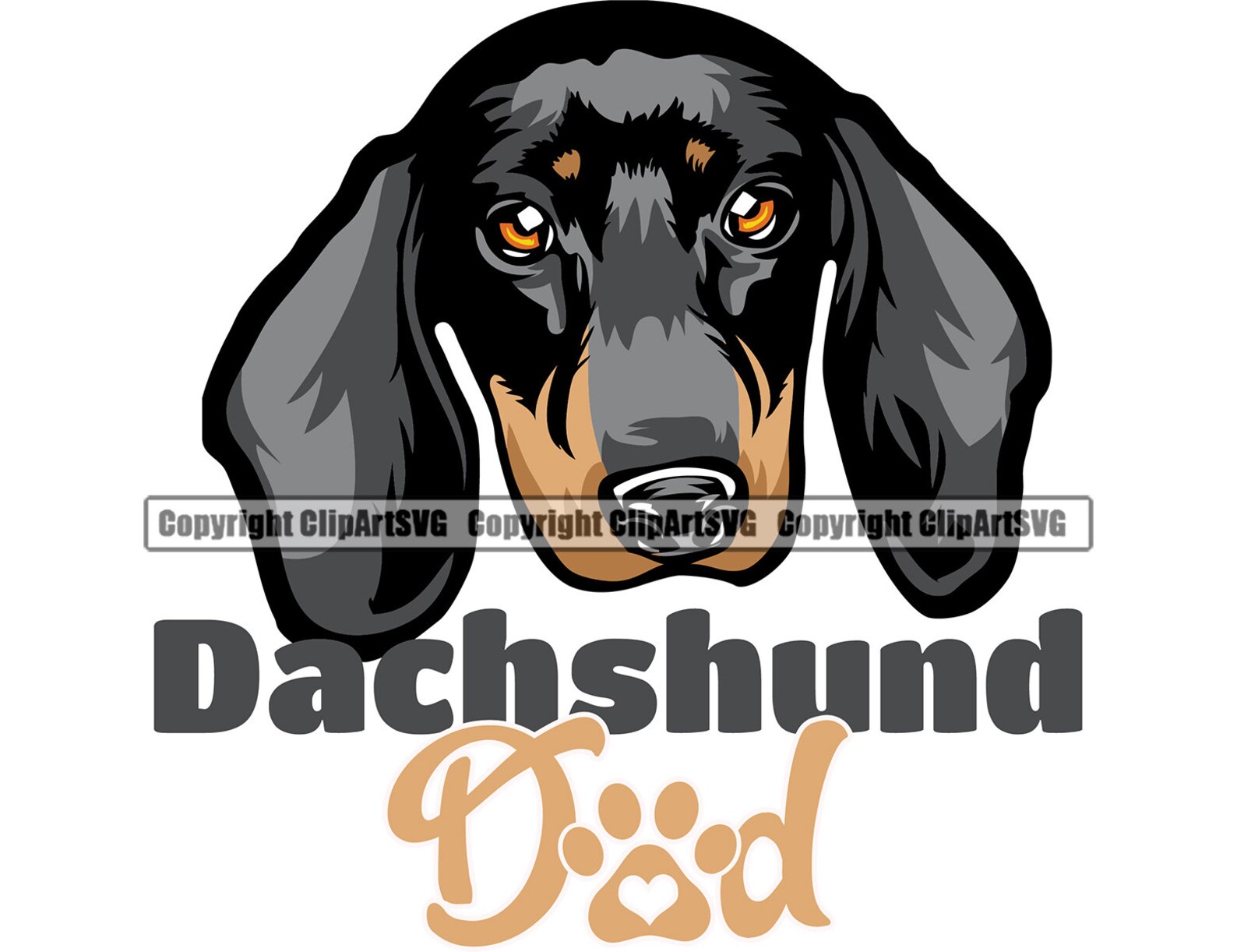 Dachshund Dog Dad Father Breed Paw Puppy Pup Pet K-9 Art Doxie - Etsy