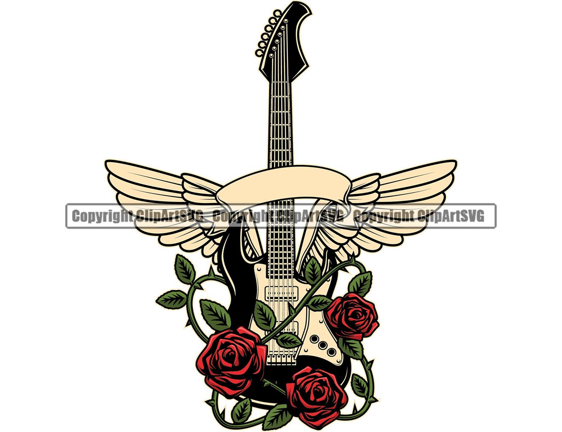 Guitar Roses Playing Play Rock N Roll Heavy Death Metal Music Star ...