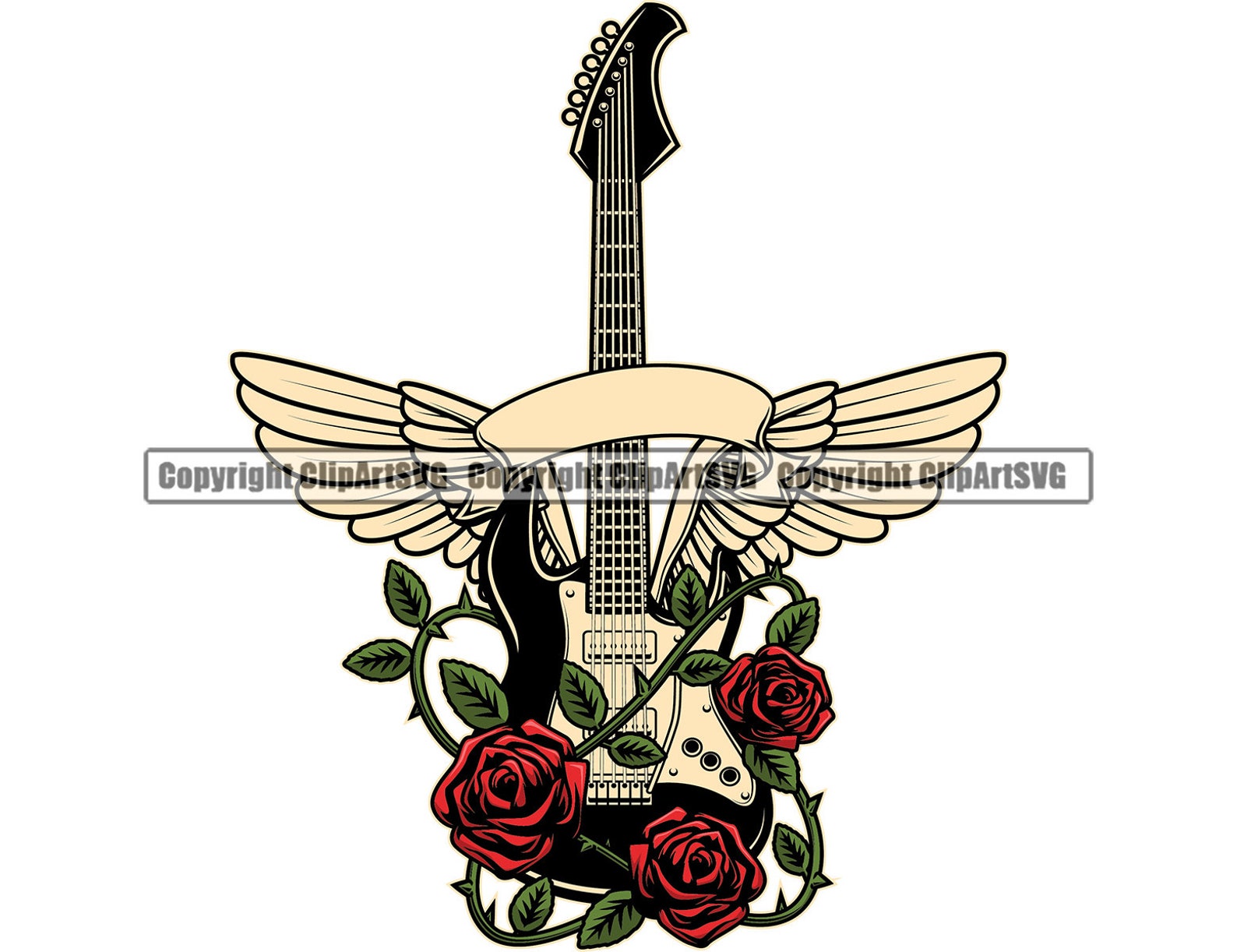 Guitar Roses Playing Play Rock N Roll Heavy Death Metal Music Star ...