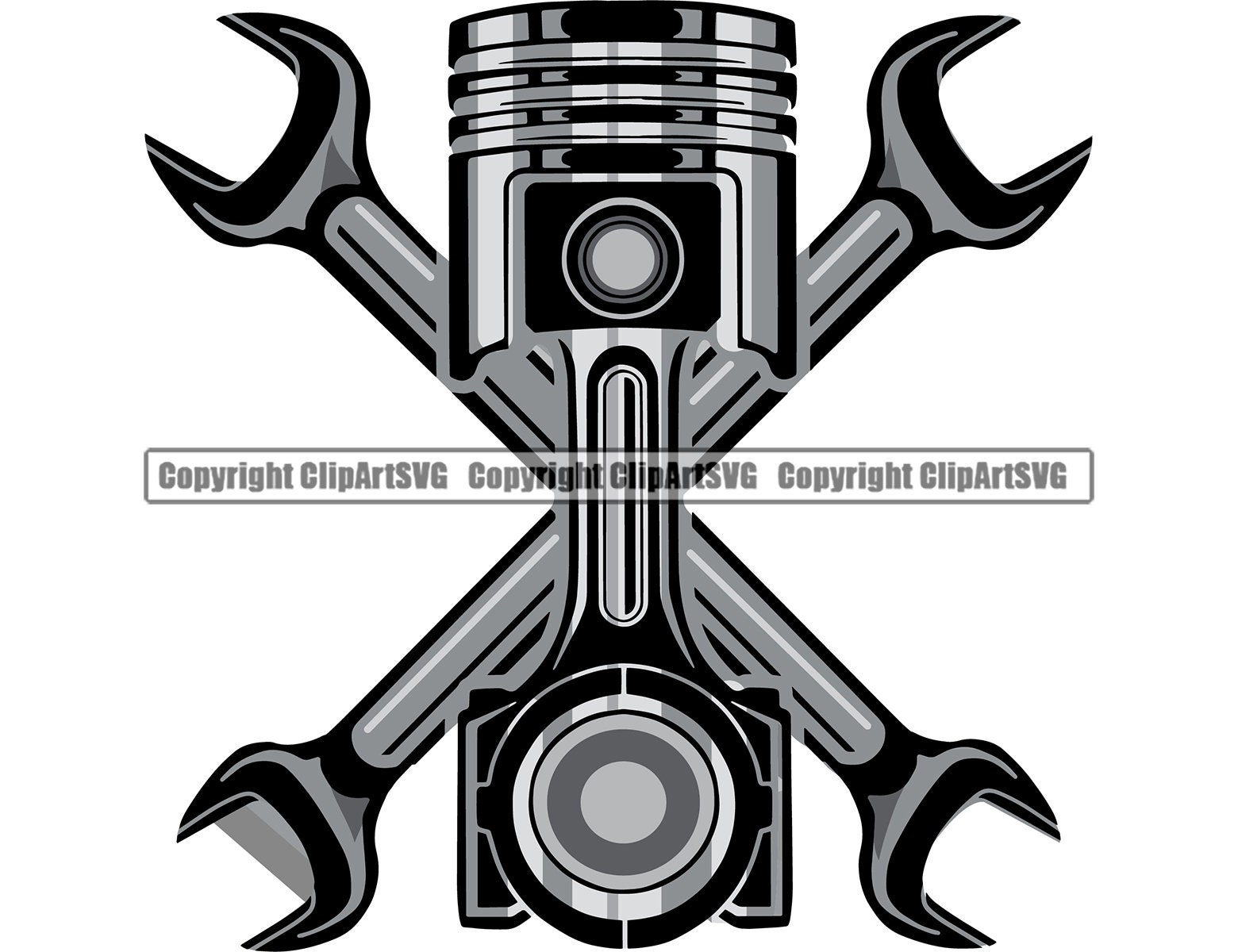 Piston And Wrench Clip Art