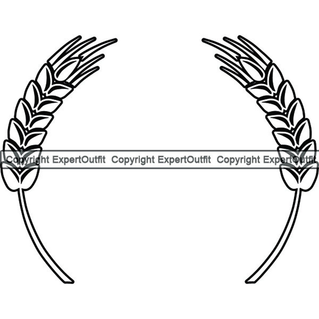 Laurel Wreath Wheat Shield Frame Ribbon Badge Label Sticker Emblem Icon ...