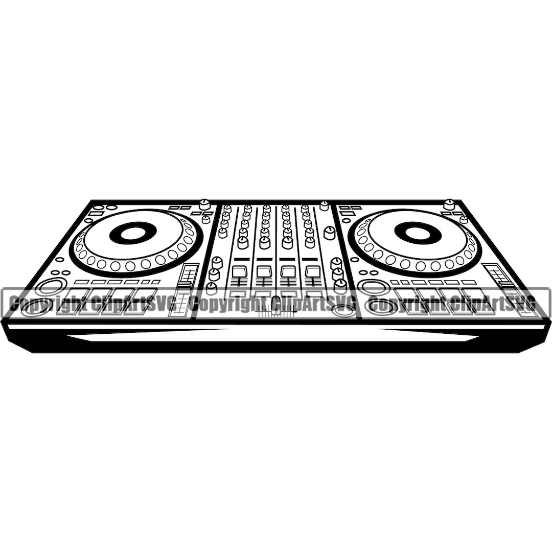 Dj Turntable Line Art