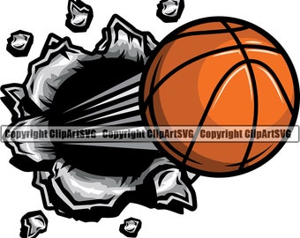 Basketball Breaking Through Svg - Etsy