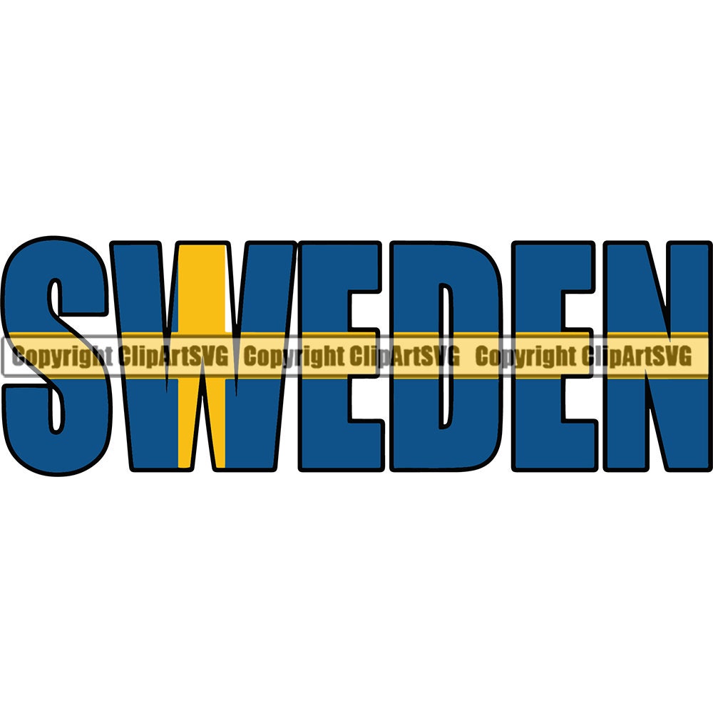 Sweden Swedish Text Word Letter Typography Flag Country World - Etsy