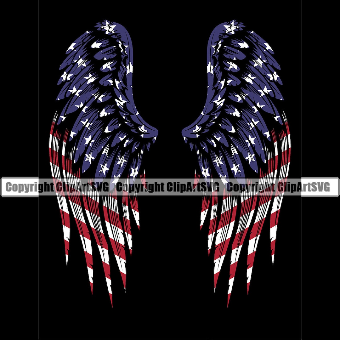 United States Angel Wings Veteran Military Fallen Soldier USA Flag Vet ...