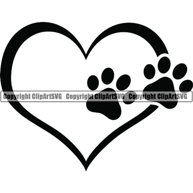 Paw Print 4 Heart Love Dog Puppy Cat Kitten Animal Footprint | Etsy