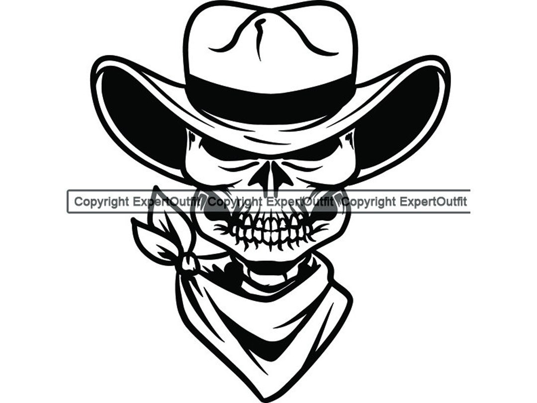 Outlaw Skull With Guns