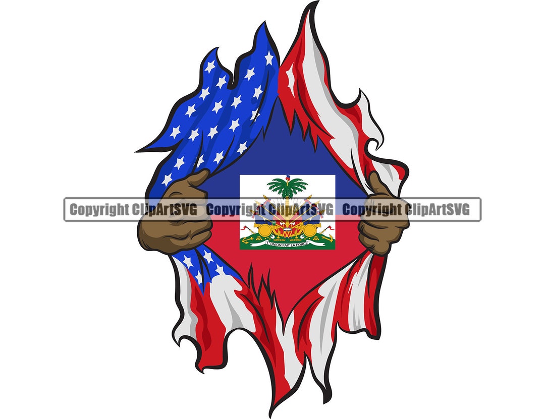 Haiti Haitian Hands Ripping Open USA Text Flag Country World Nation Map ...