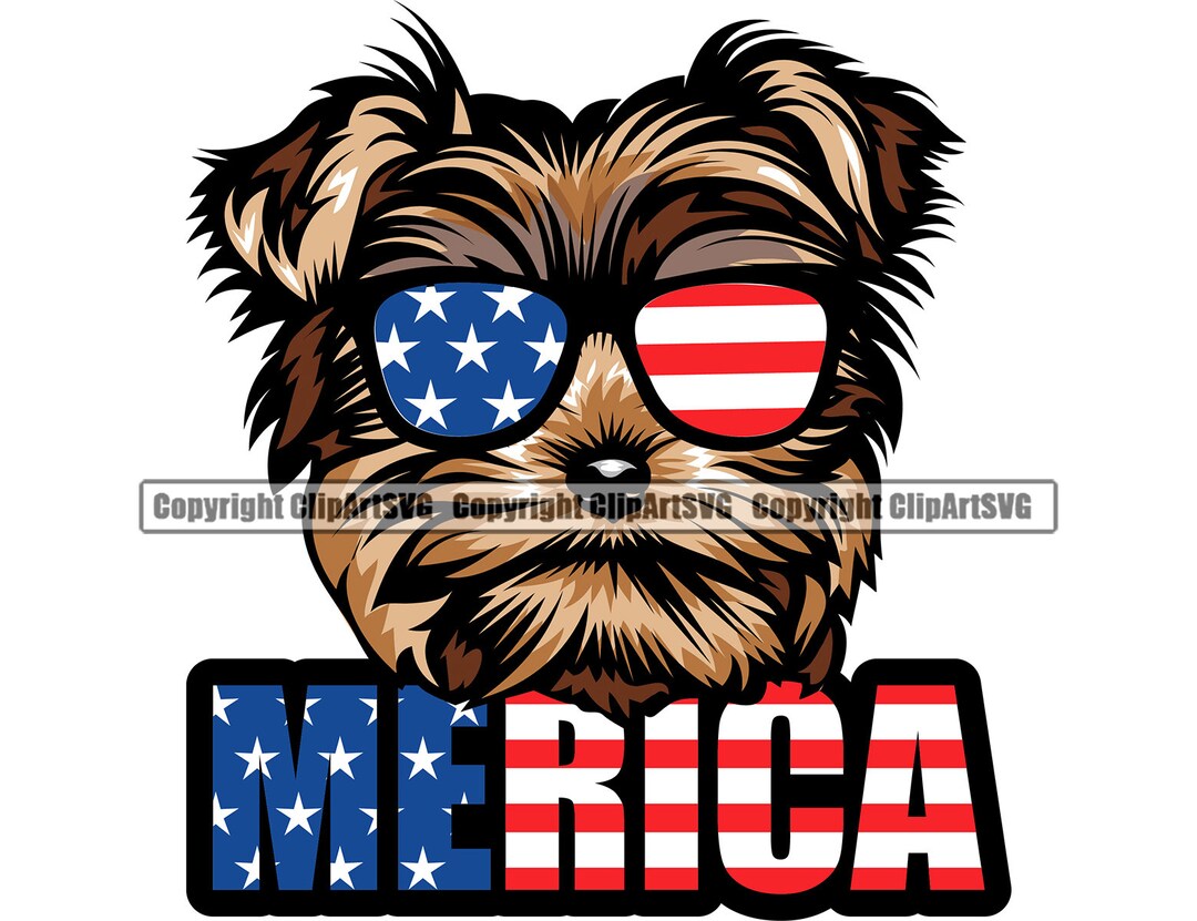 Yorkshire Terrier Dog USA Flag Sunglasses Merica America American Breed ...