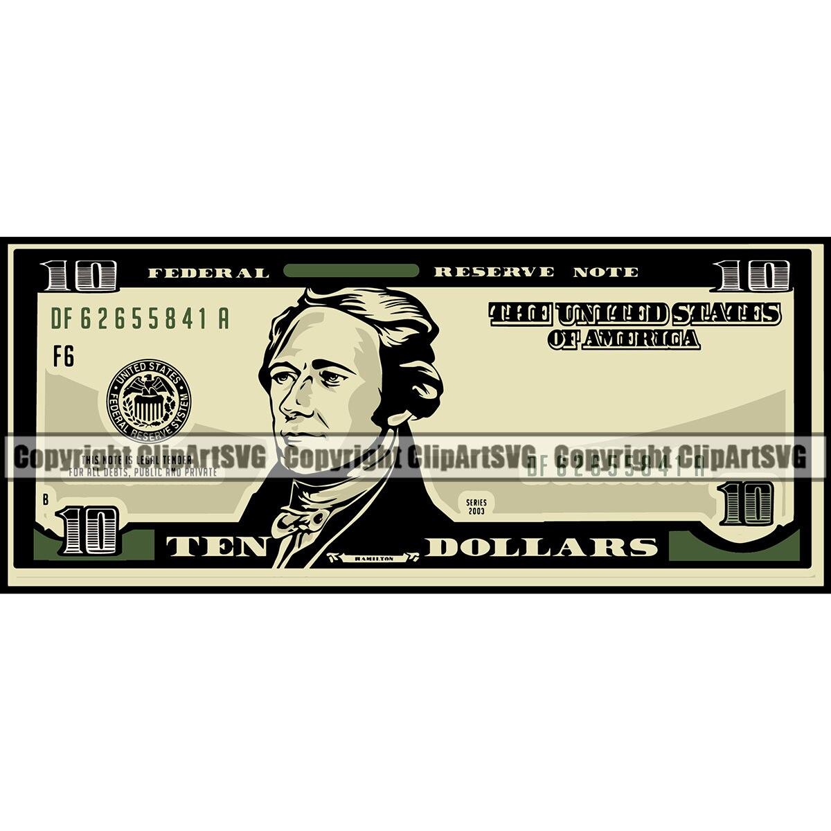 10 Ten Dollar Bill Paper Money Cash Rich Dead President Bank | Etsy