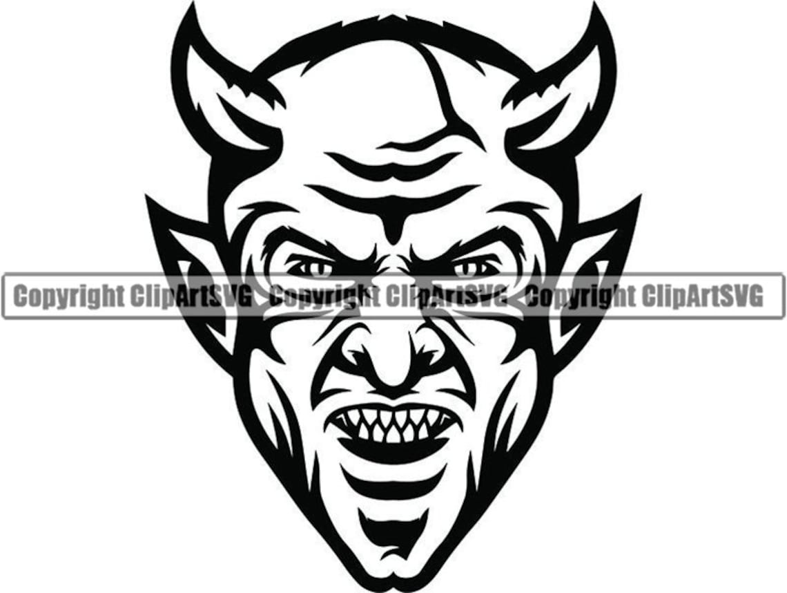 Devil 1 Evil Satan Demon Horn Hell Mascot Head Face Cartoon - Etsy