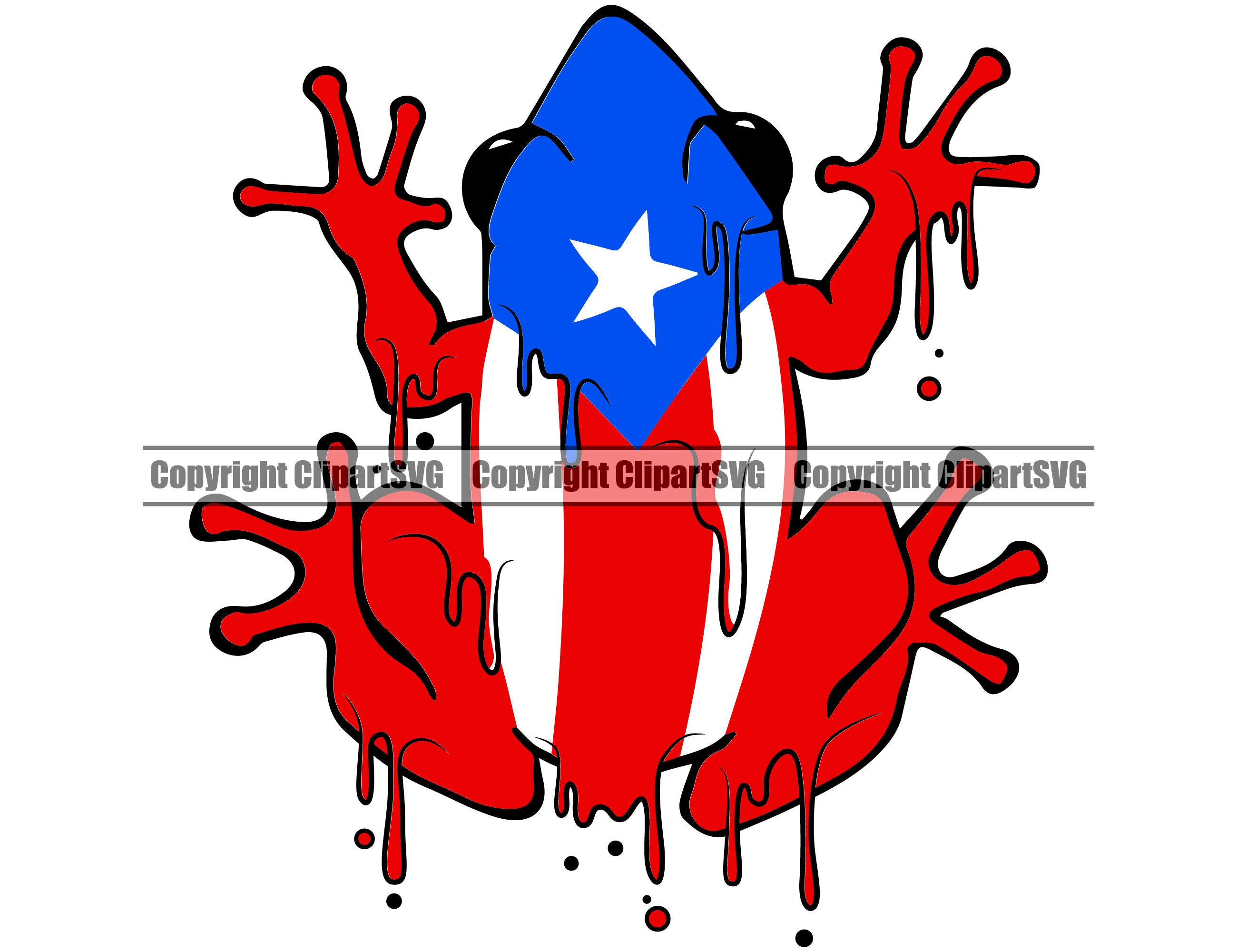 Puerto Rico Rican Frog Rana Drip Dripping Melt Melting Flag Island ...