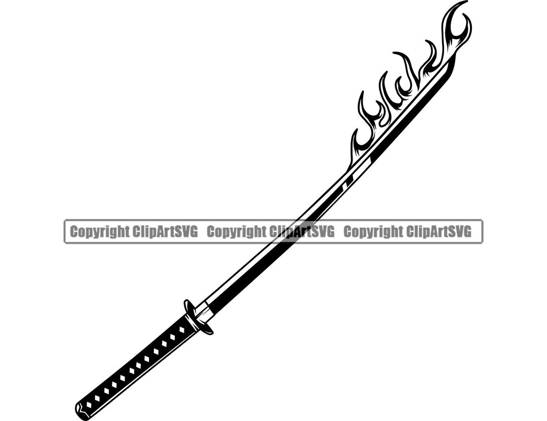 Ninja Samurai Katana Sword Fire Flames Japan Warrior Battle Fire Flames ...