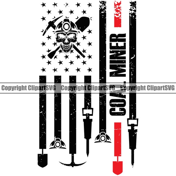 Mining Skull Miner Usa Flag Svg - Etsy