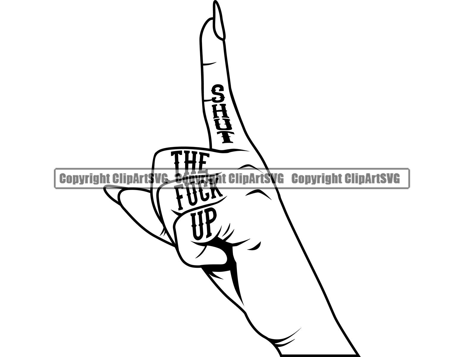 Female Hand Finger Point Pointing Shut the Fck up Gesture Shh - Etsy