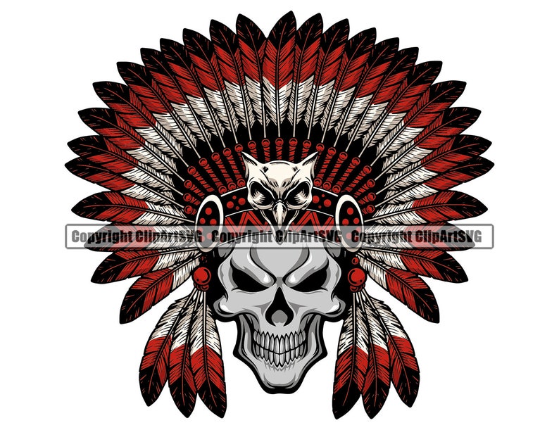 Native American Indian Skull Headdress Warrior Chief Hunt - Etsy