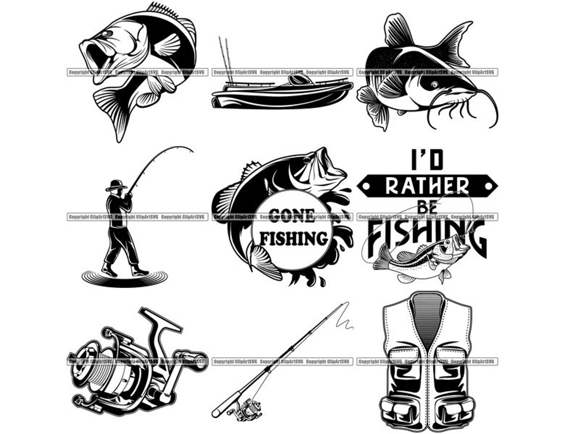 BUNDLE Fishing Sport Game Fish Fisherman Water Gear Equipment - Etsy