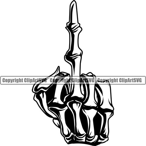 Skull Skeleton Hand Middle Finger Evil Kill Killer Tattoo Bone | Etsy