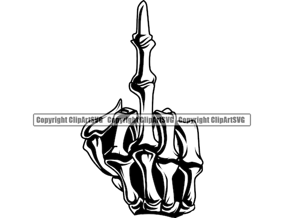 Skull Skeleton Hand Middle Finger Evil Kill Killer Tattoo Bone | Etsy