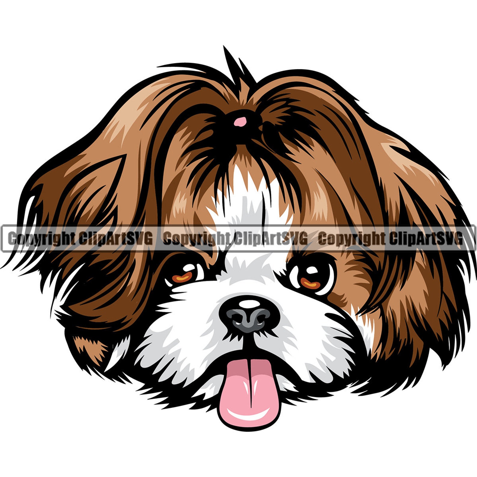 Shih Tzu Dog Breed Head Happy Face Paw Puppy Pup Pet Art K-9 Maltese ...