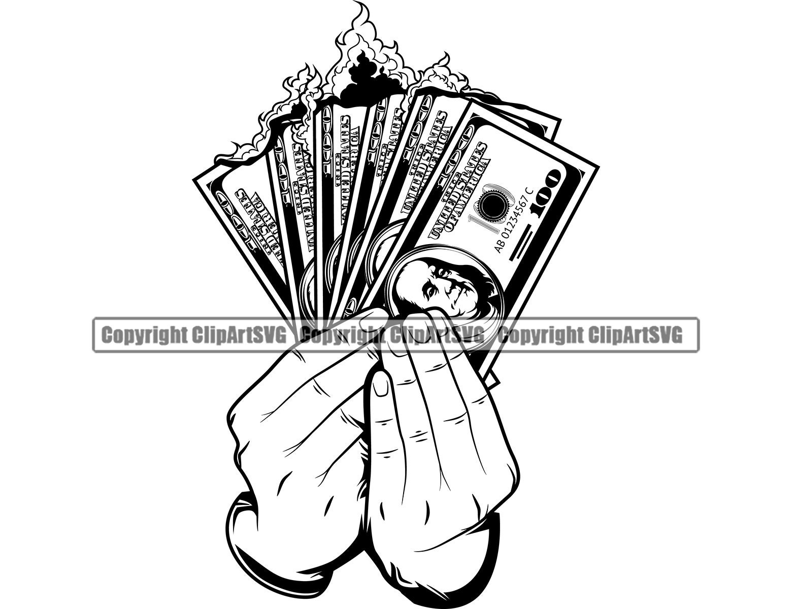 Male Hands Money Burning 100 Hundred Dollar Bill Fire Flames | Etsy