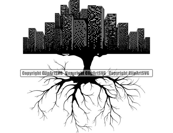 City Tree Roots Born Urban Life Environment Building Love Grow - Etsy