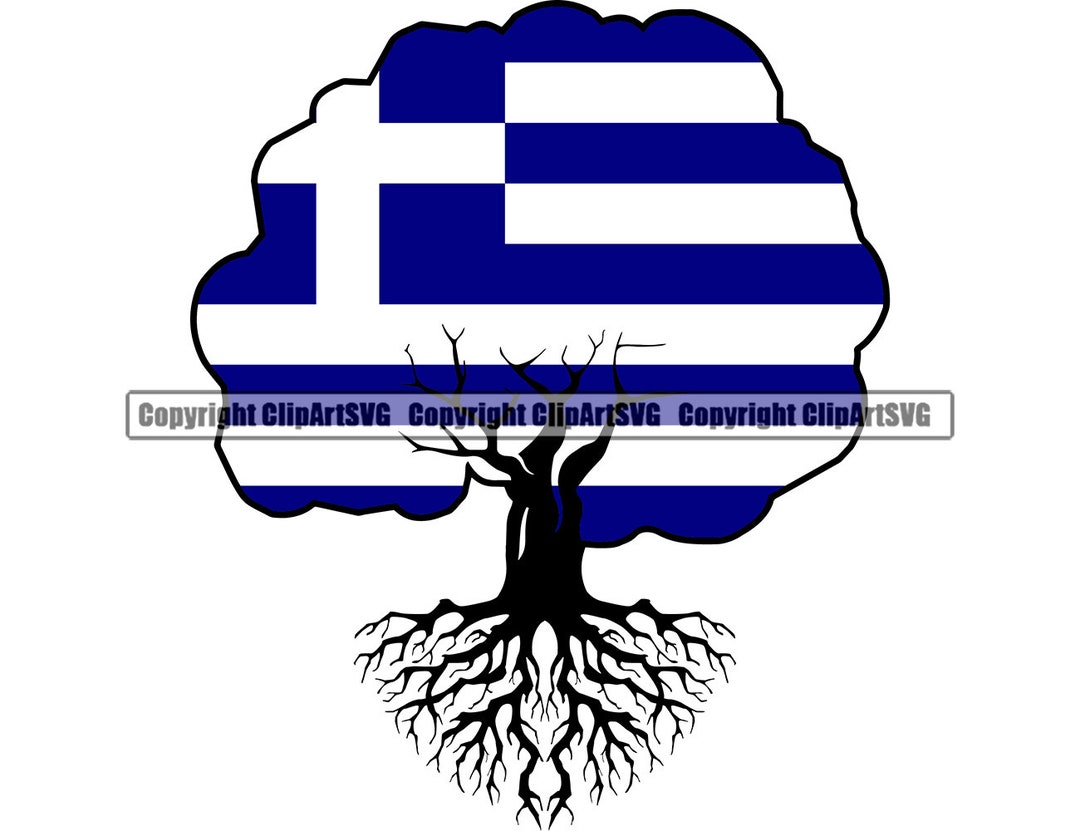 Greece Greek Tree Roots Family Home Flag Country World Nation Map Sign ...