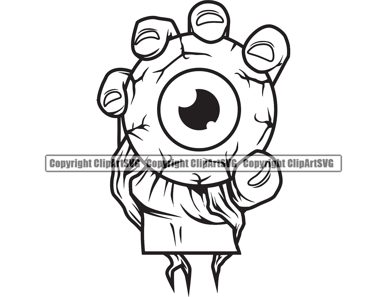 Zombie Cartoon Hand Holding Eyeball Eye Undead Creepy Dead Tattoo Bone ...