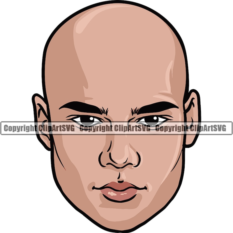 Black Bald Head Men Svg - Etsy