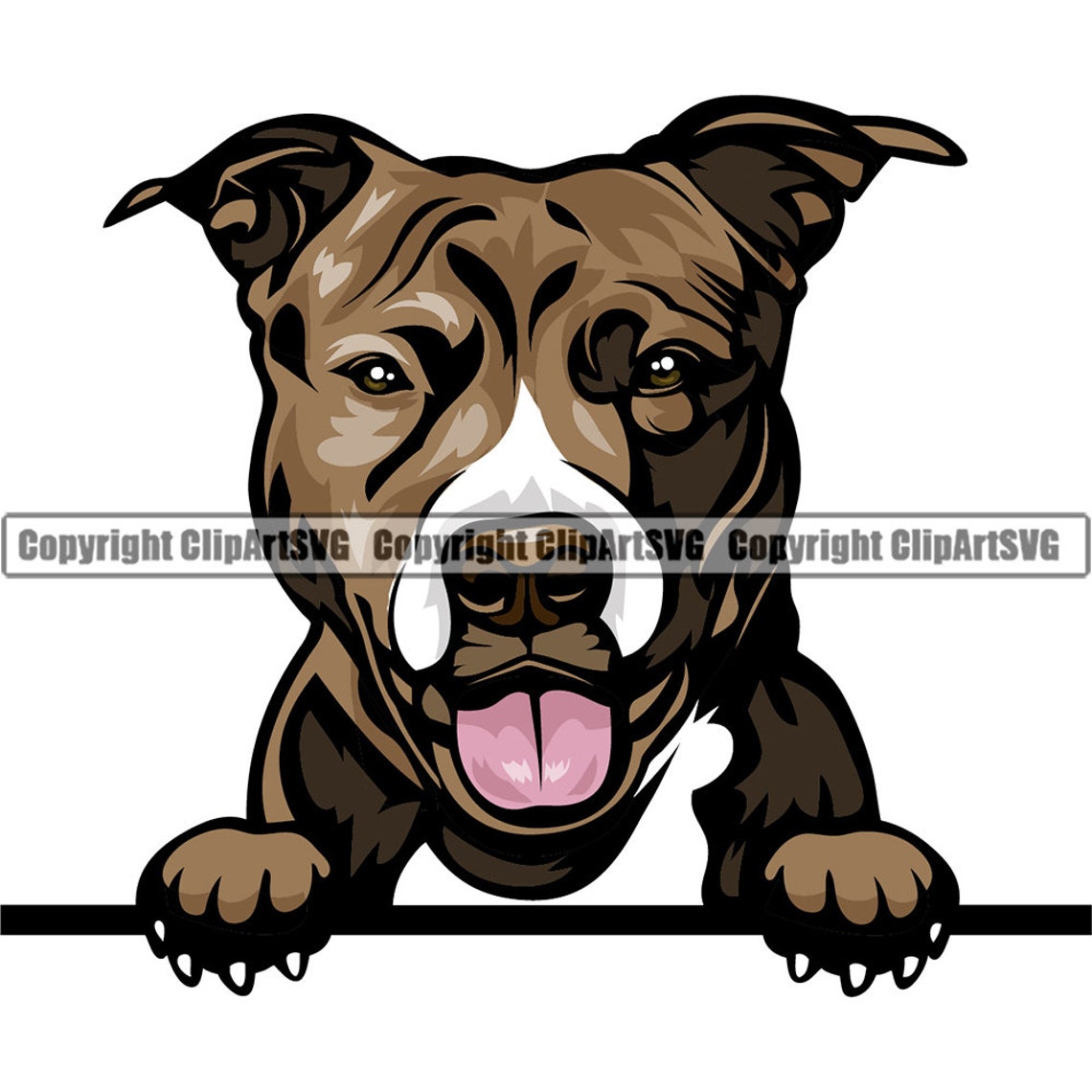 Pit Bull Dog Peeking Peek-a-boo Breed Happy Face Puppy Animal Pet Color ...