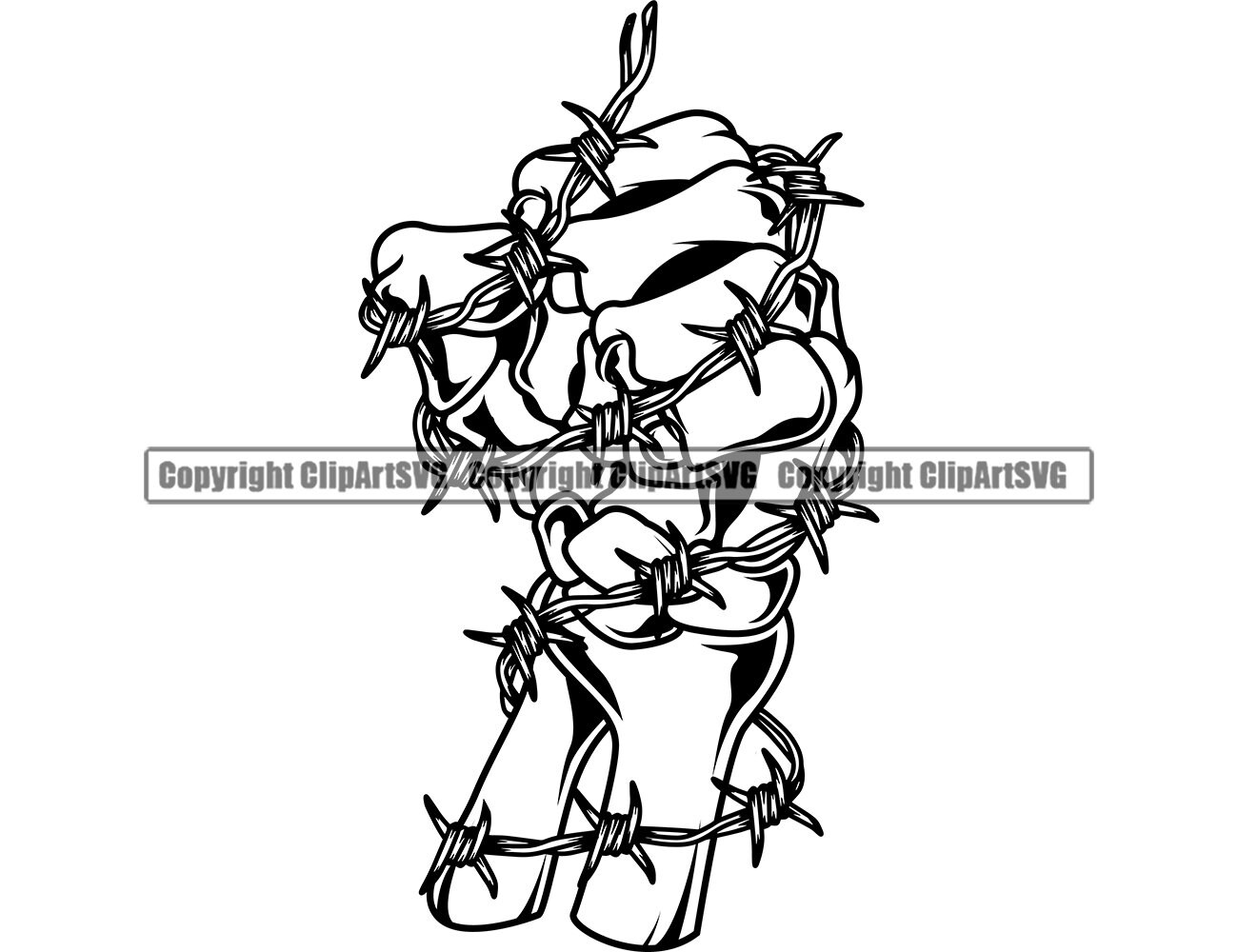 Skull Skeleton Hand Fist Barbed Wire Hold Grab Item Object | Etsy