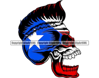 Skull Puertorican Flag Svg - Etsy