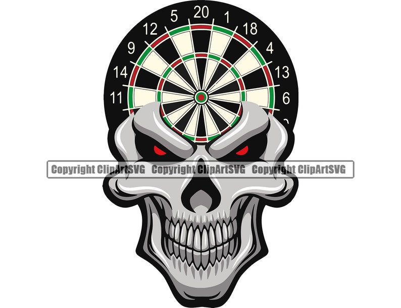 Darts Dartboard Skull Skeleton Player Throw Sports Bar Game Silhouette ...
