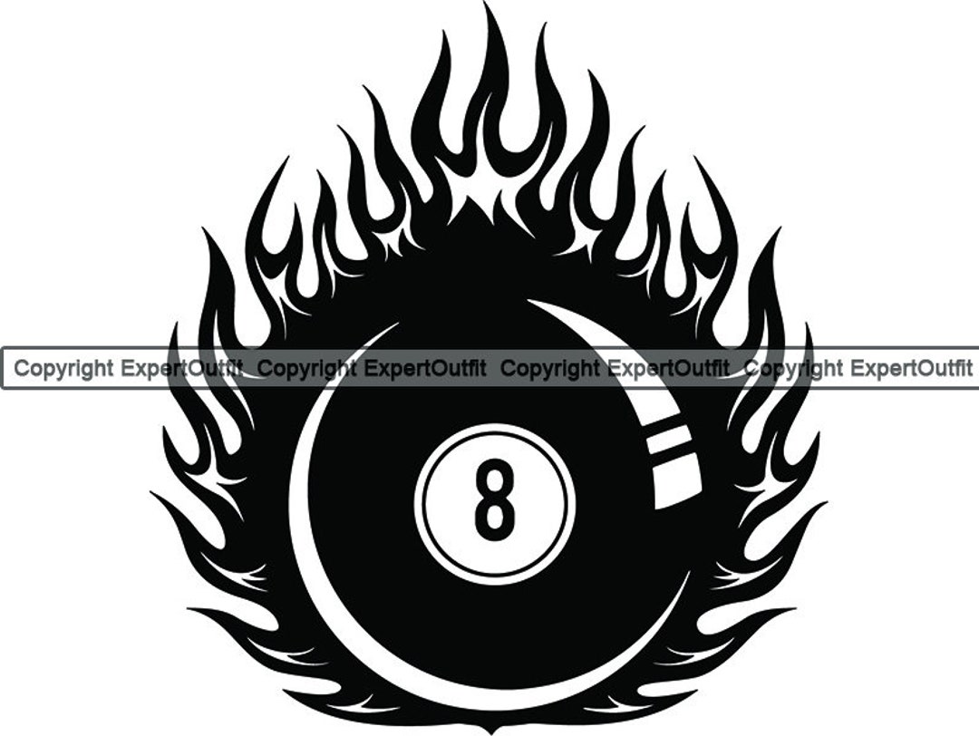 Billiards 8-ball Motion Hot Fire Flames Player Pool Hall Shark ...