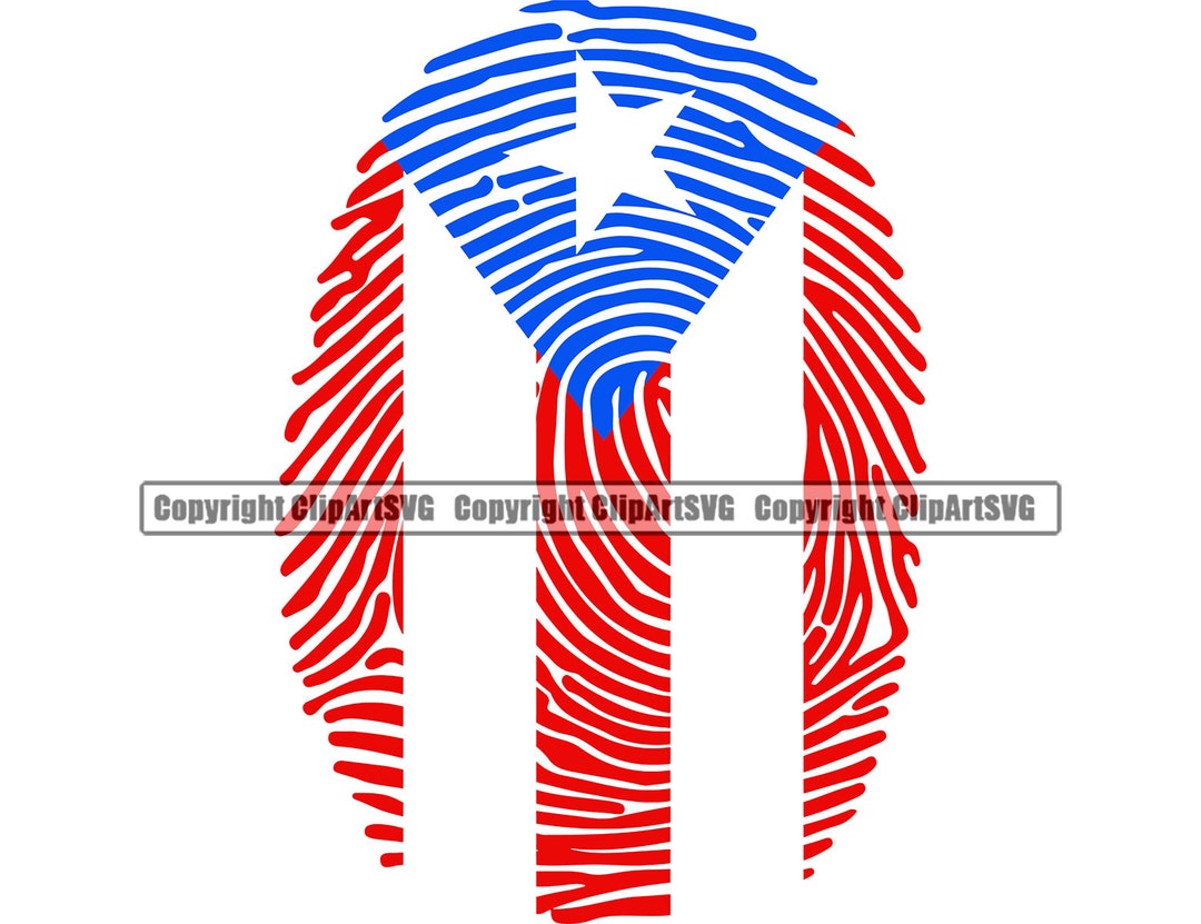 Puerto Rico Rican Finger Print DNA Flag Country World Nation Map Sign ...