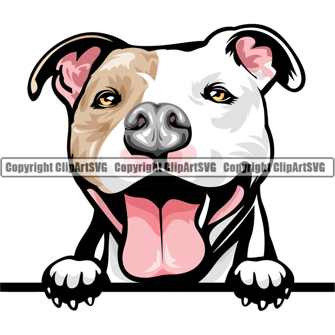 Pit Bull Dog Peeking Peek-a-boo Breed Happy Face Puppy Animal Pet Color ...