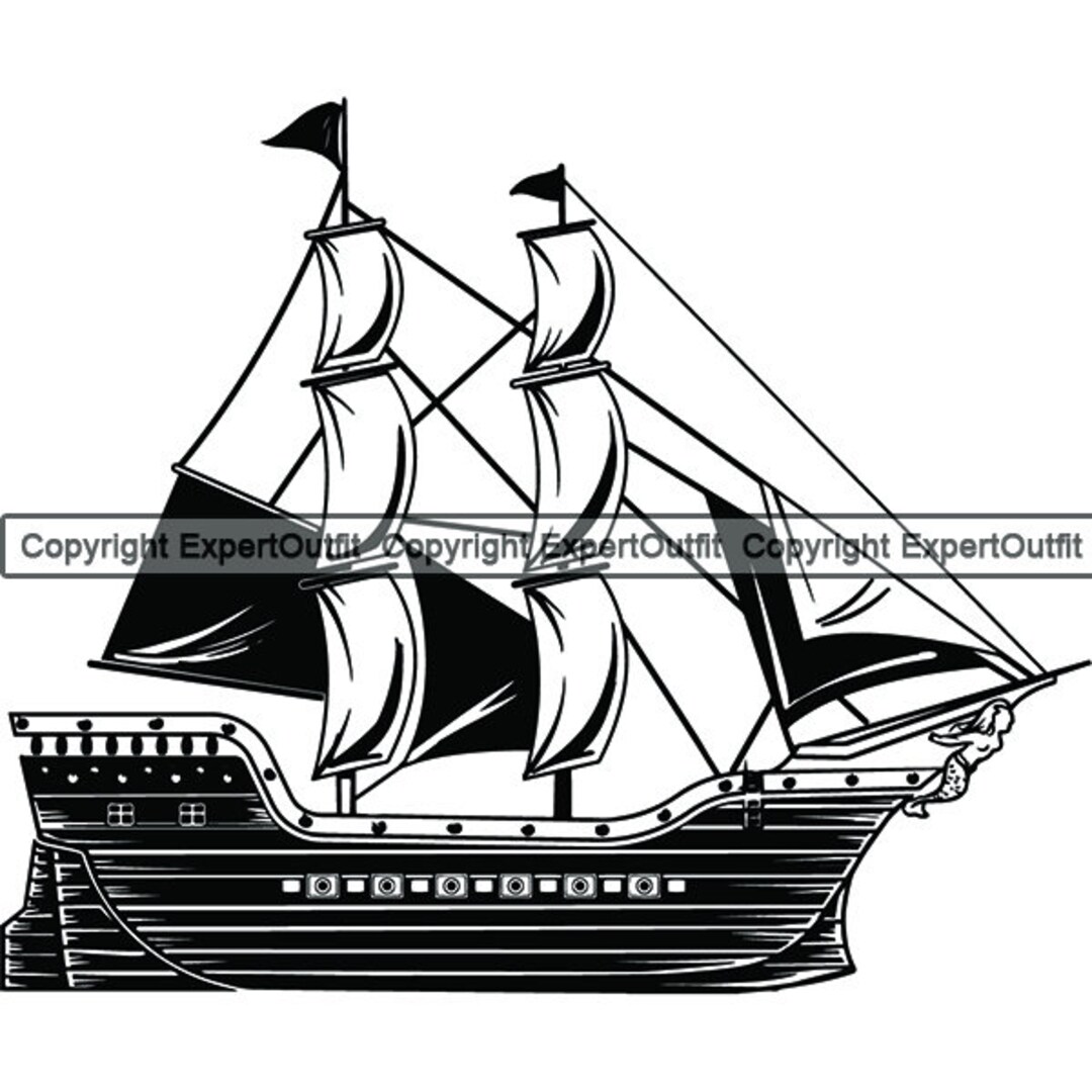 Pirate Sailing Ship Sail Mast Hull Deck Sailor Deckhand Crew Vessel ...