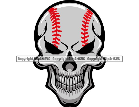 Baseball Ball Skull Skeleton Head Face Stitches Sports Game | Etsy