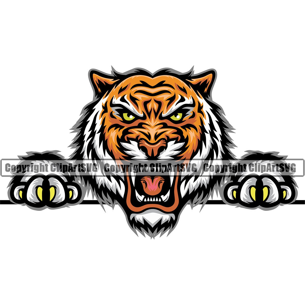 Tiger Peeking Peek-a-boo Mascot School Team Head Face Sport | Etsy