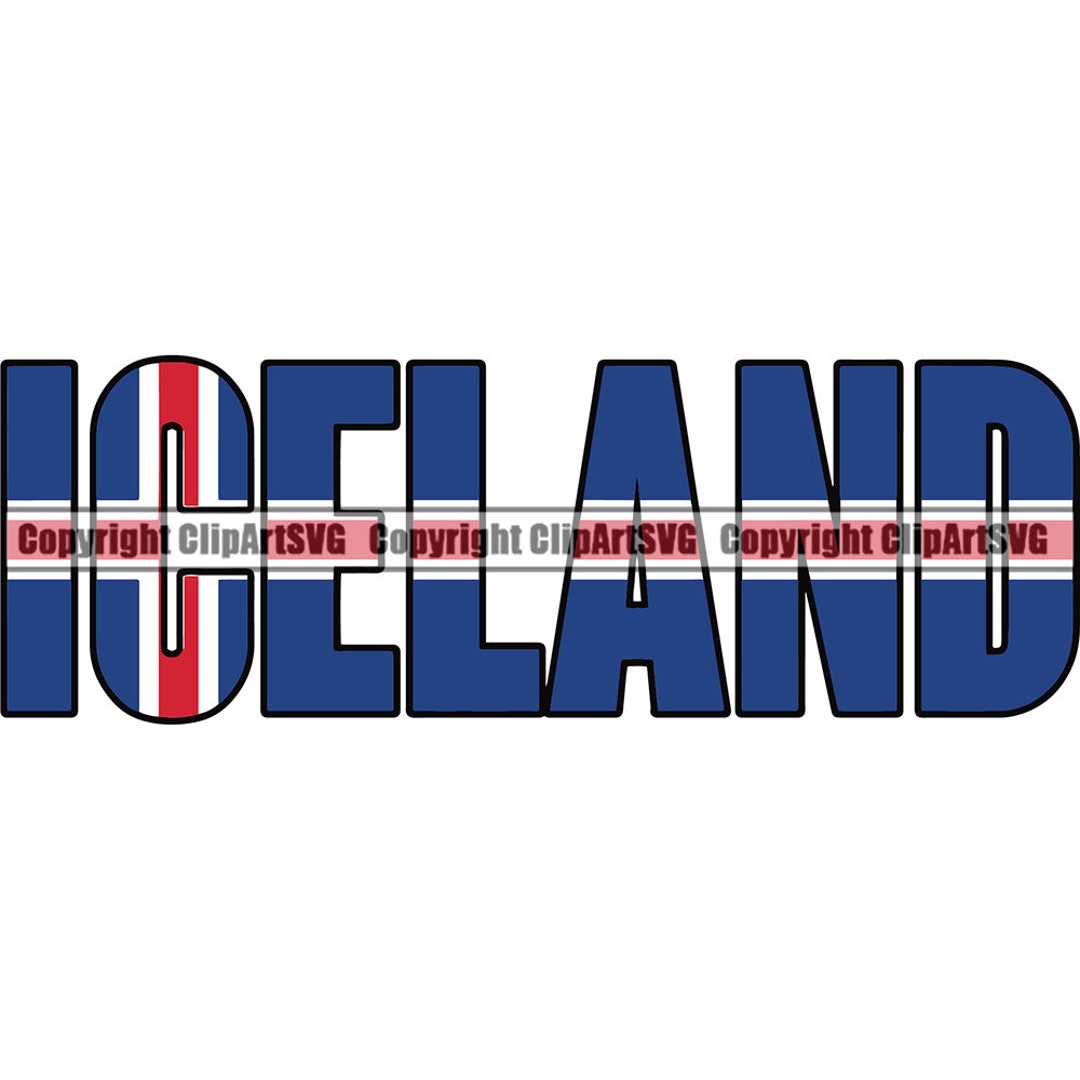 Iceland Icelander Text Word Letter Typography Flag Country - Etsy