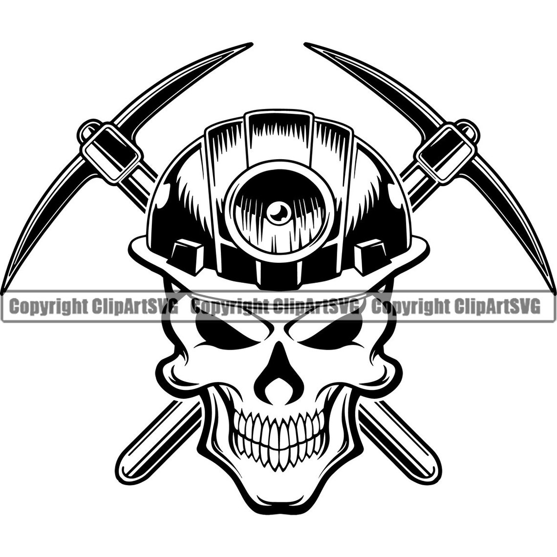 Mining Logo #5 Skull Pick Axes Tool Cart Construction Digging Coal Mine ...