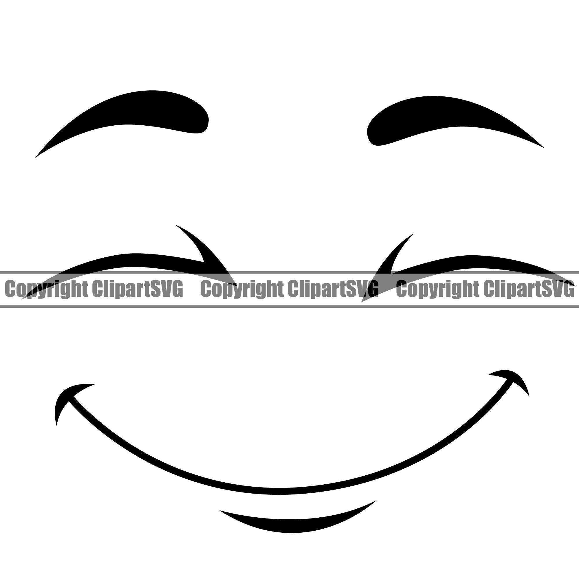 Cartoon Facial Expression Emotion Happy Eye Mouth Nose Eyebrow - Etsy