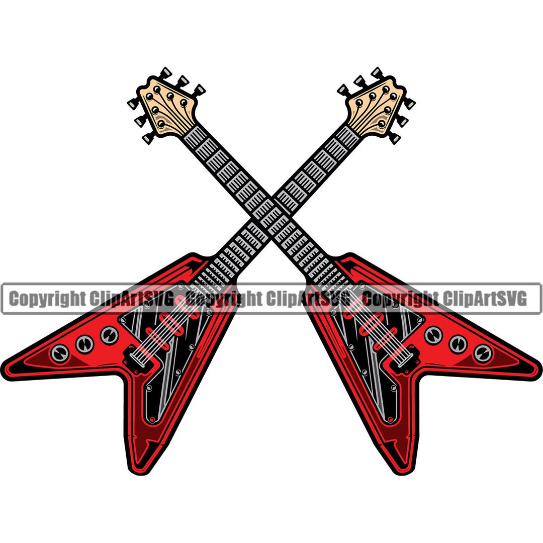 Rock N Roll Electric Guitars Crossed Heavy Metal Music Star Musician ...