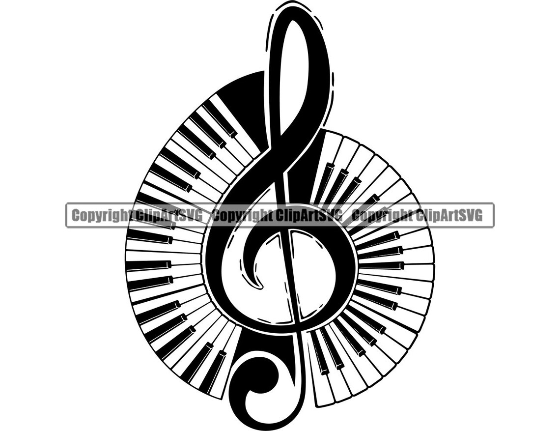 Music Note Symbol Treble Clef Sheet Musical Classical Piano Keys Design ...