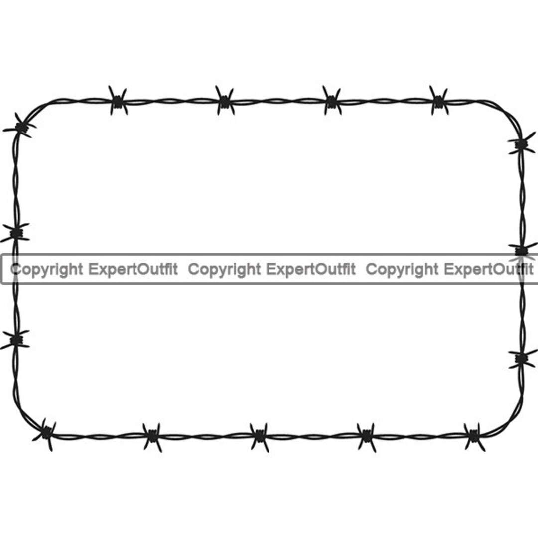 Barbed Wire Rectangle Frame Razor Fence Fencing Barb Bob Forbidden ...