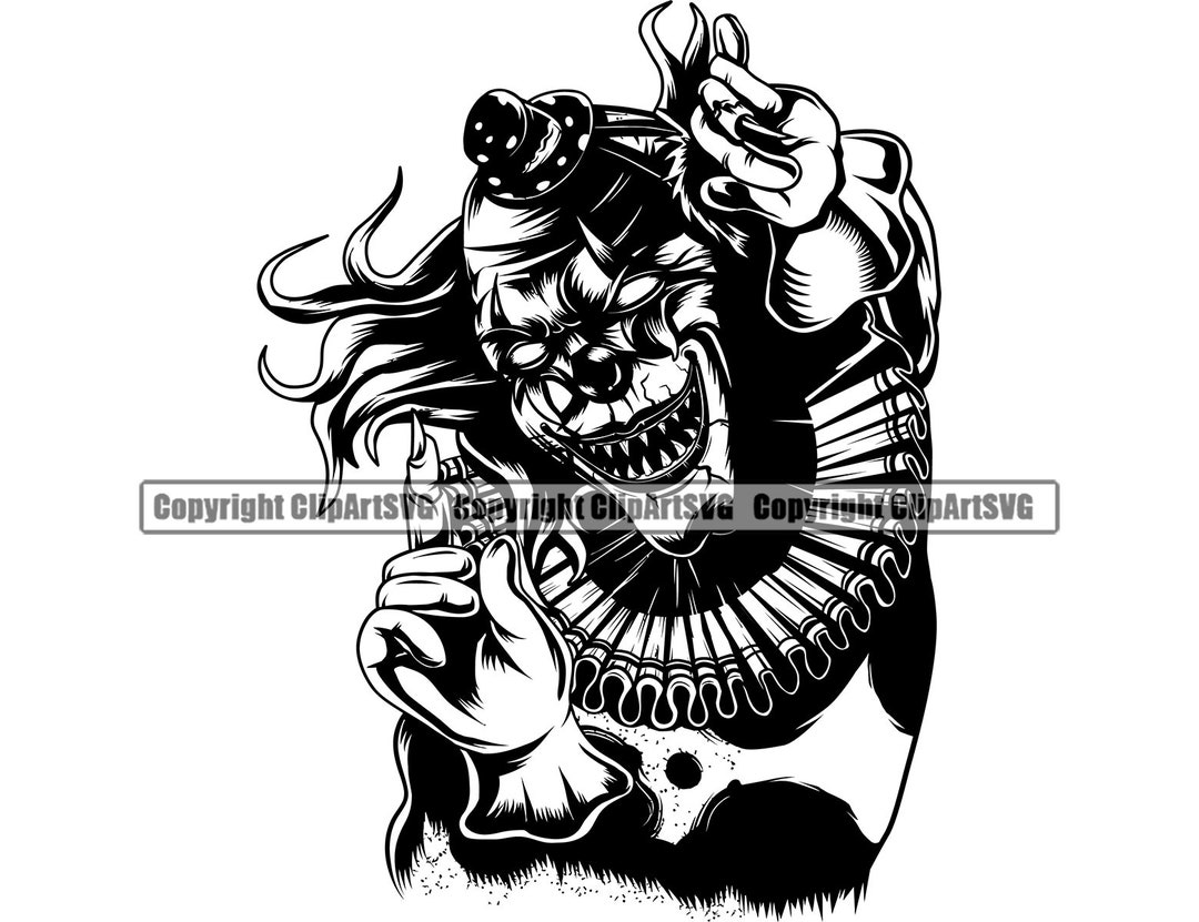 Evil Clown Circus Scary Cool Death Kill Killer Tattoo Fear Scared Face ...