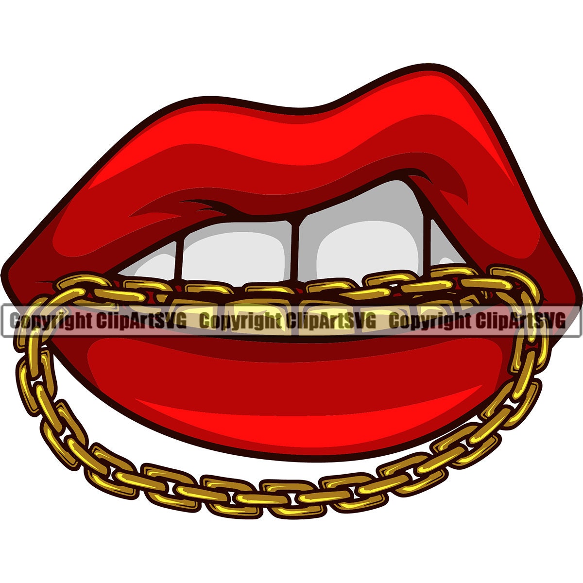 Sexy Lips Mouth Gold Chain Thug Gang Mask Woman Female Girl Beauty ...