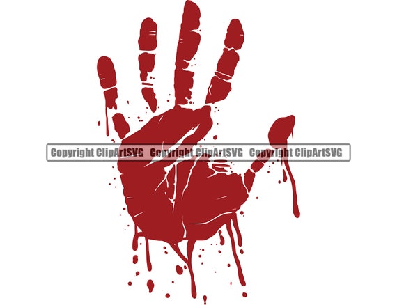 Blood Bloody Hand Print Smear Smeared Drip Dripping Drop Cut | Etsy