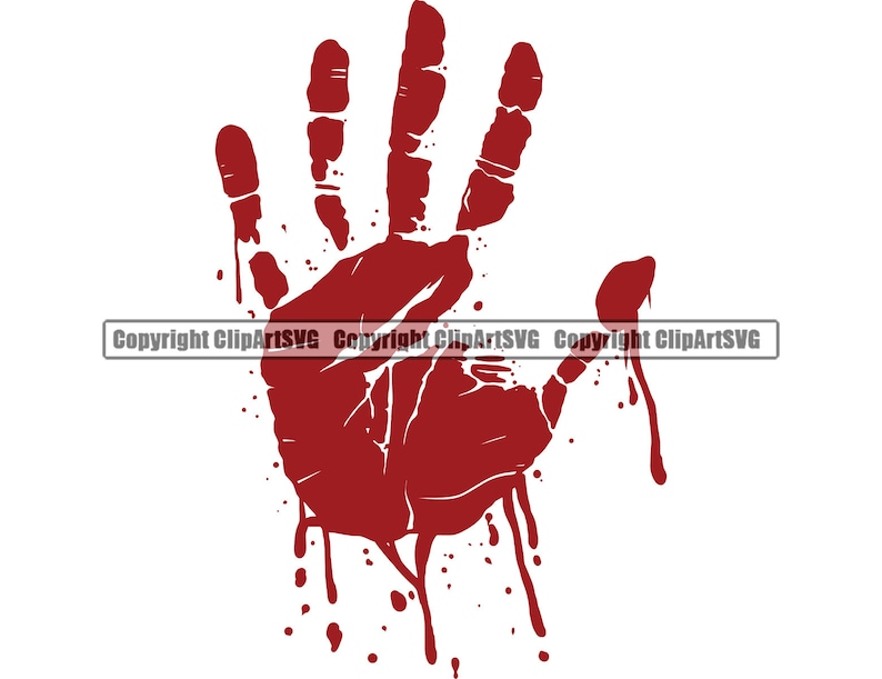 Blood Bloody Hand Print Smear Smeared Drip Dripping Drop Cut | Etsy